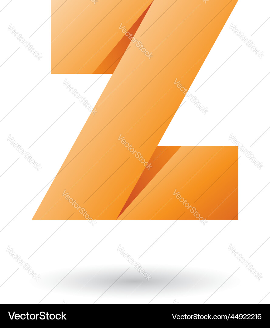 Orange folded paper letter z Royalty Free Vector Image