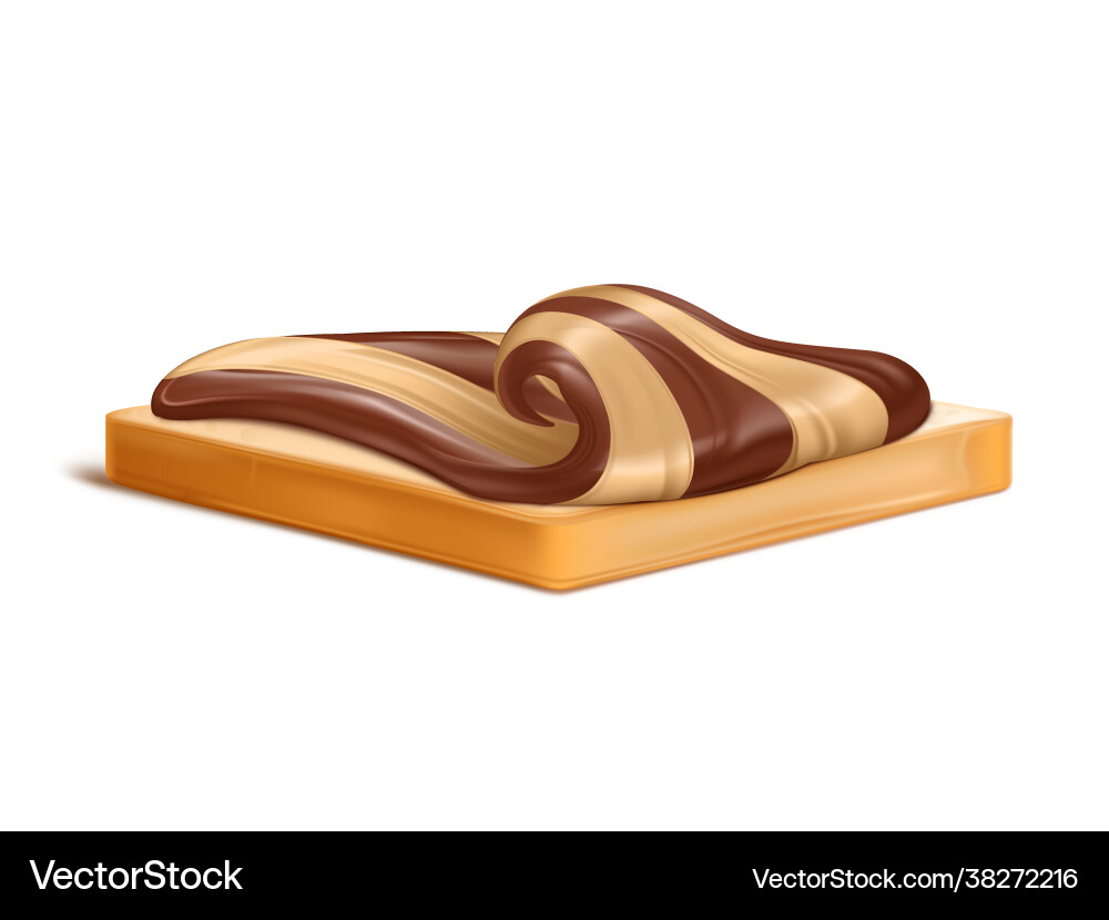 Sandwich with peanut butter 3d realistic Vector Image