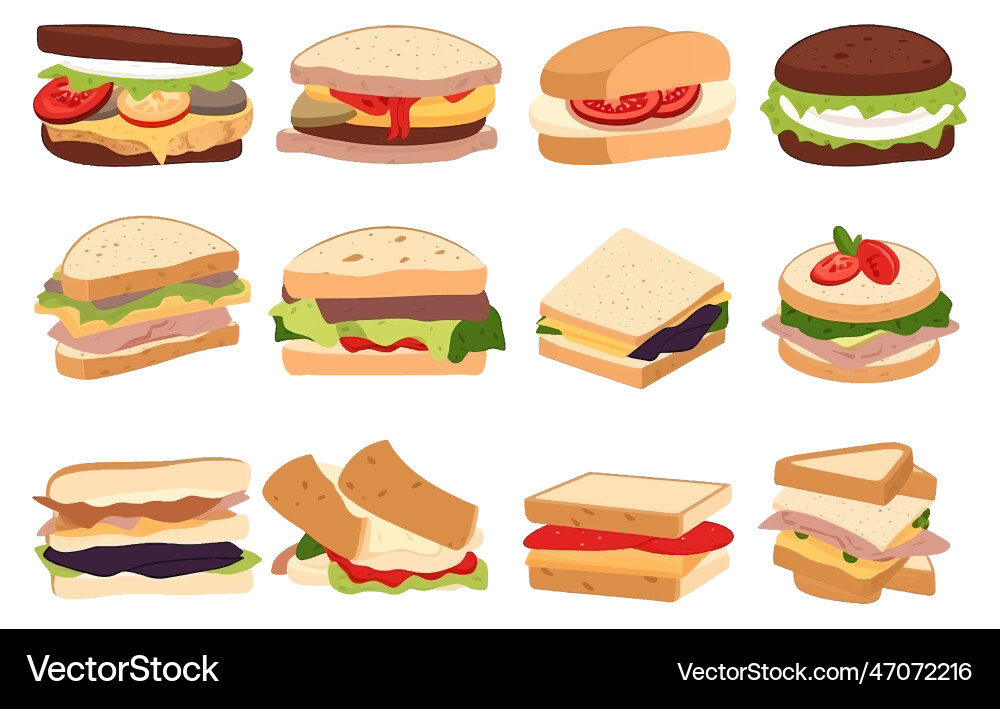 Set of sandwich Royalty Free Vector Image - VectorStock
