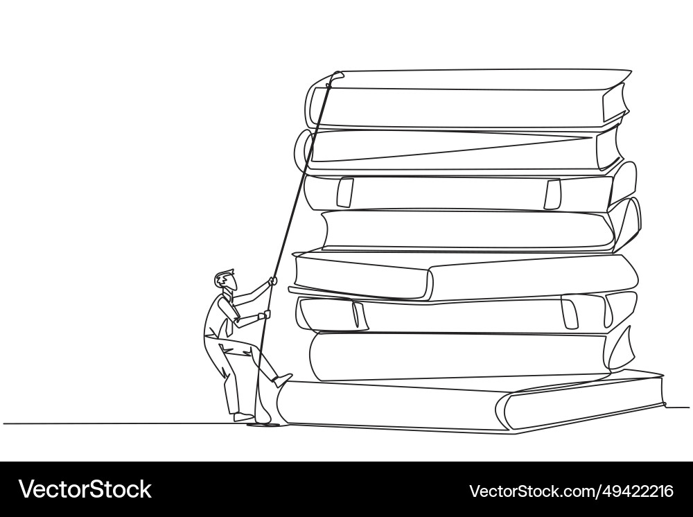 Single one line drawing businessman climbing Vector Image