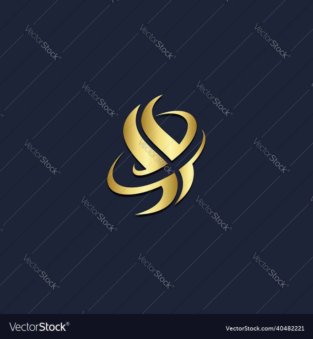 Abstract wave s initial gold logo Royalty Free Vector Image