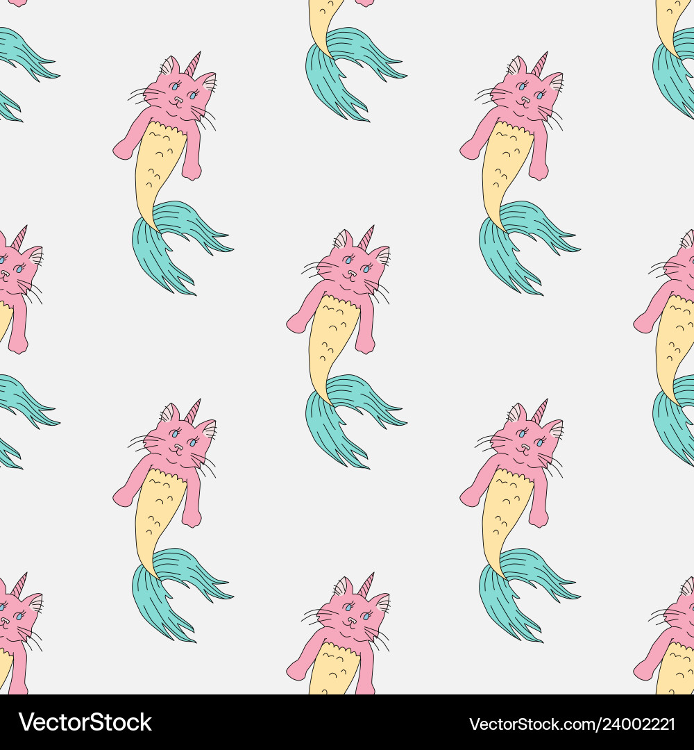 Capricorn mermaid seamless pattern Royalty Free Vector Image