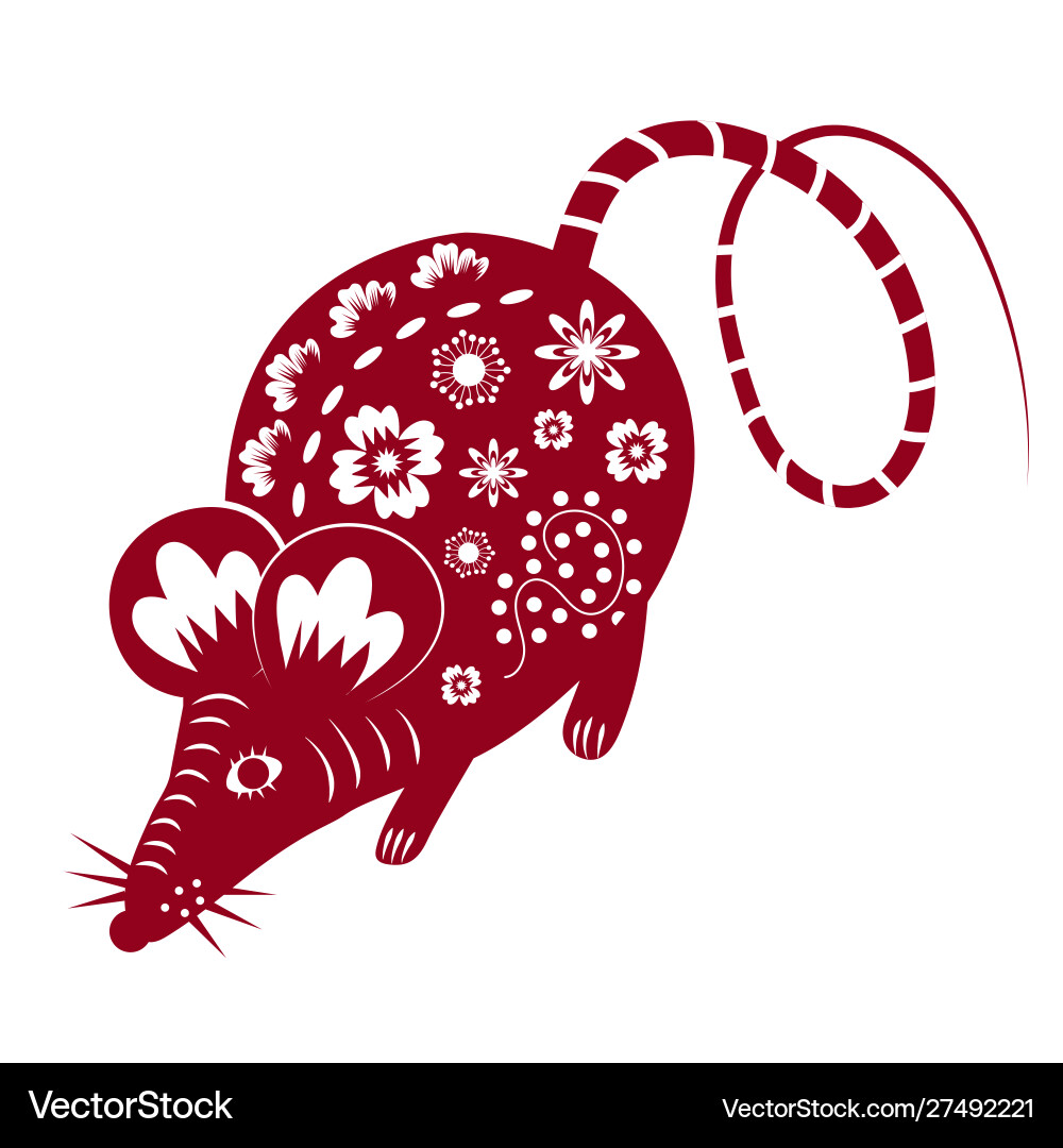Chinese mouse in traditional paper cut style Vector Image