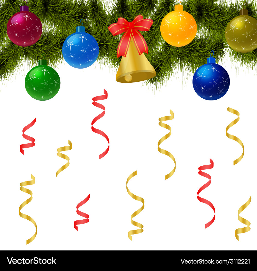 Christmas ball with pine tree and bells Royalty Free Vector
