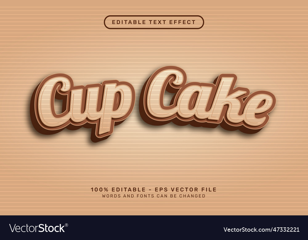 Cup cake 3d text effect and editable Royalty Free Vector