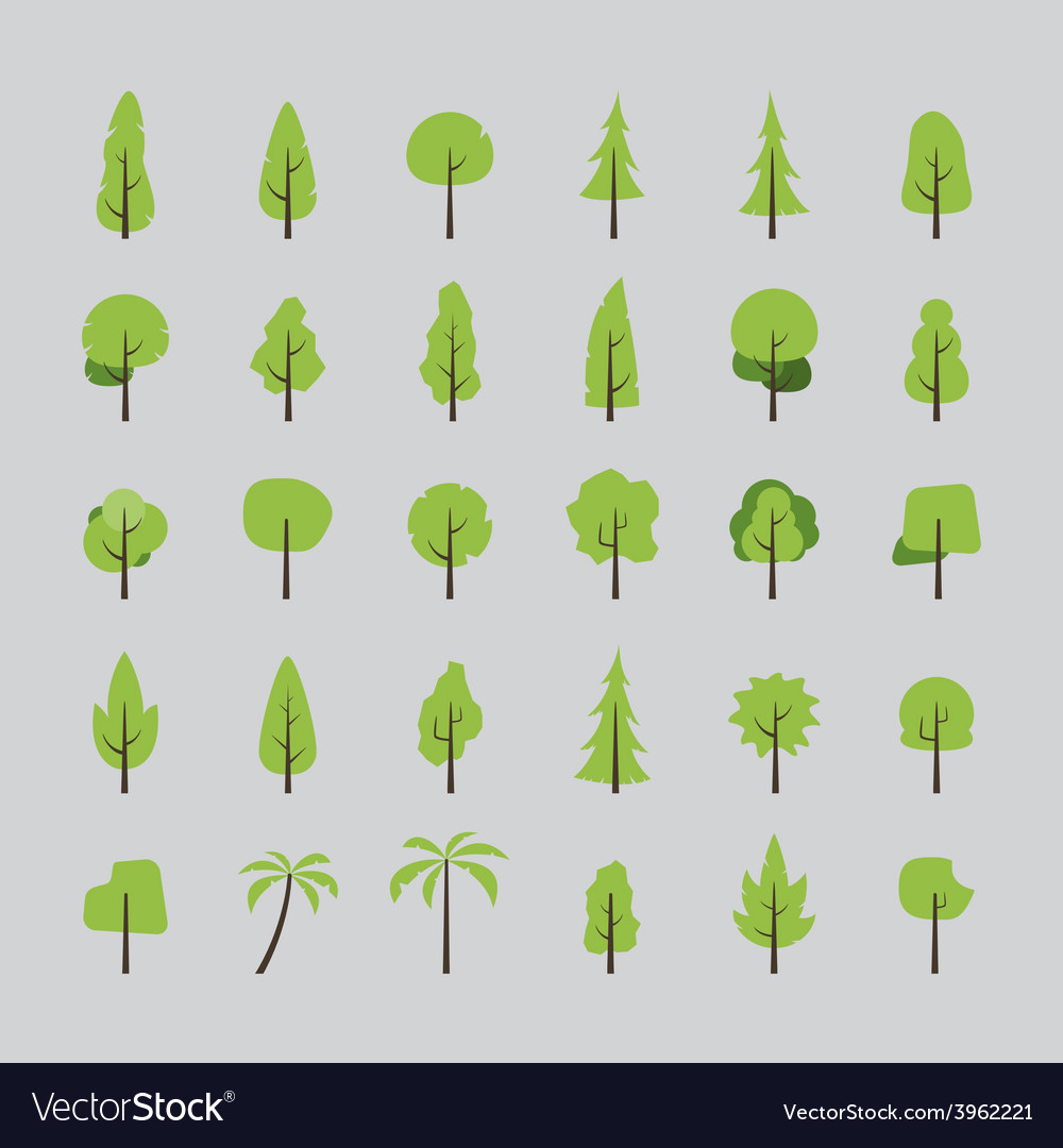 Flat design of tree set Royalty Free Vector Image