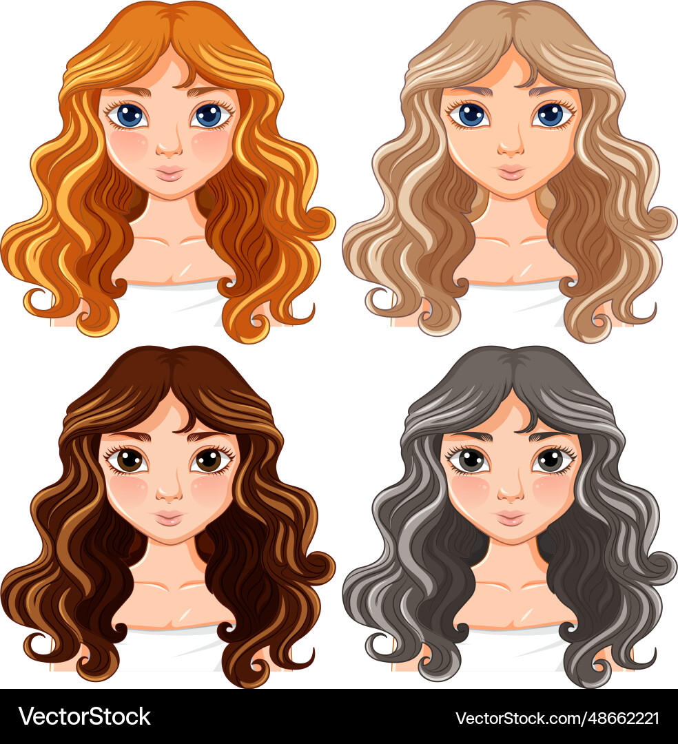 Four women with different hair colors Royalty Free Vector