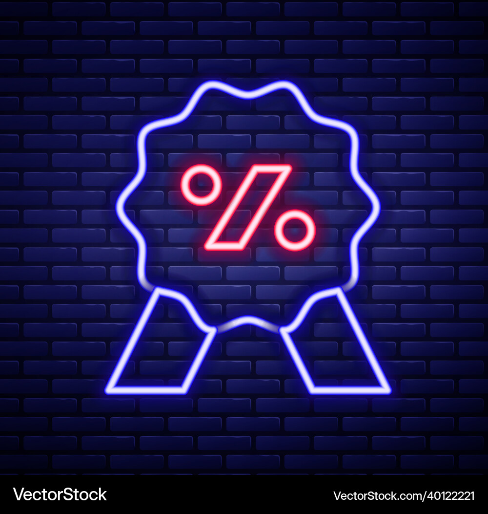 Glowing neon line discount percent tag icon Vector Image