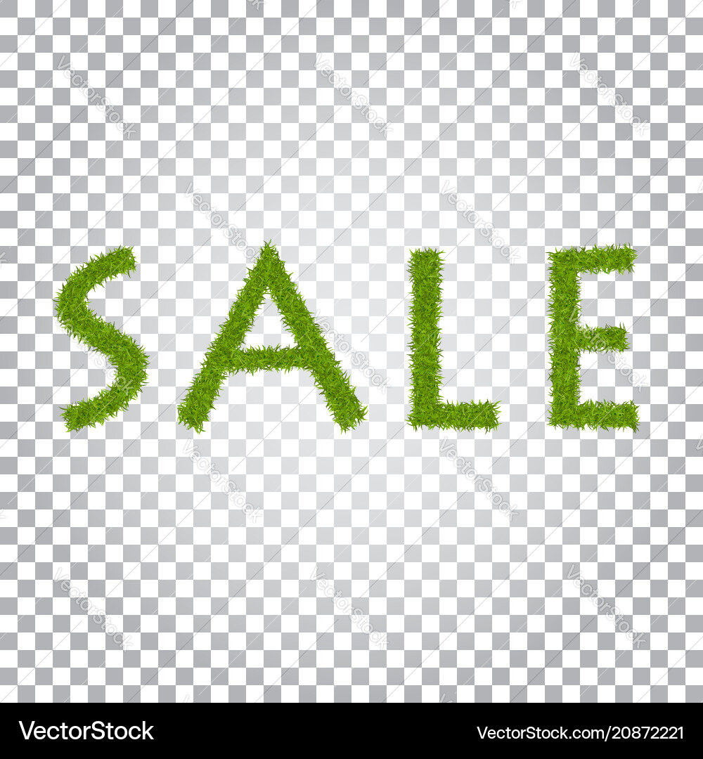 Green grass sale text isolated white transparent Vector Image