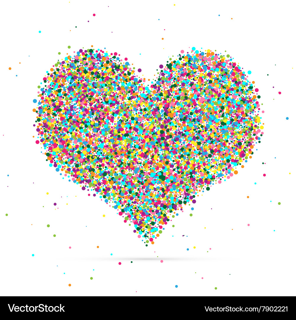 Heart symbol consisting of colored particles Vector Image