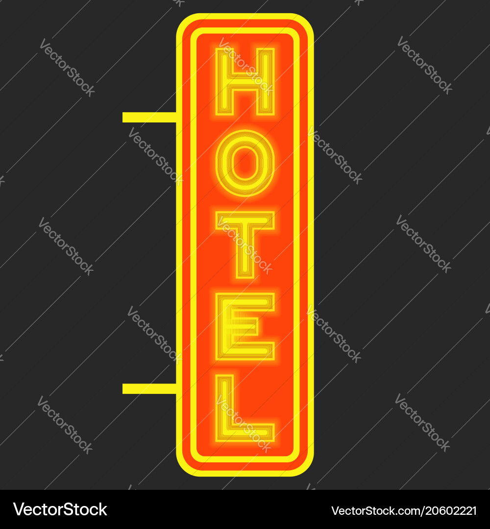 Hotel luminous signboard against the background Vector Image