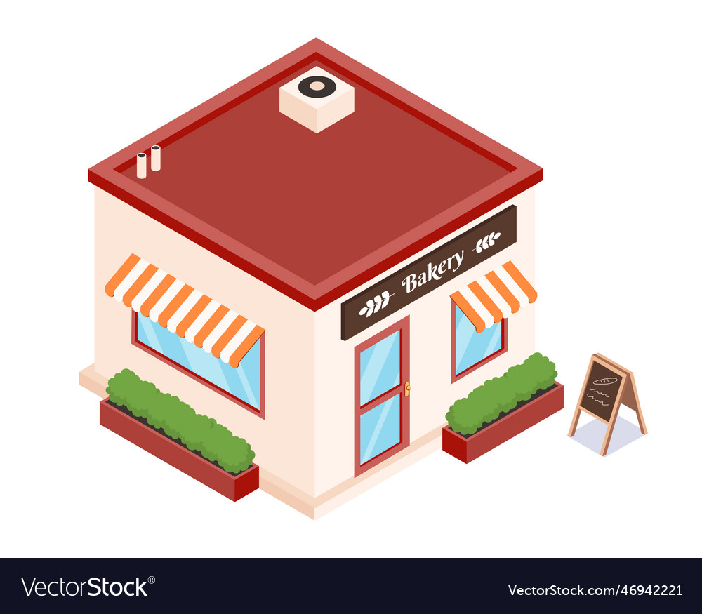Isometric cafe facade Royalty Free Vector Image