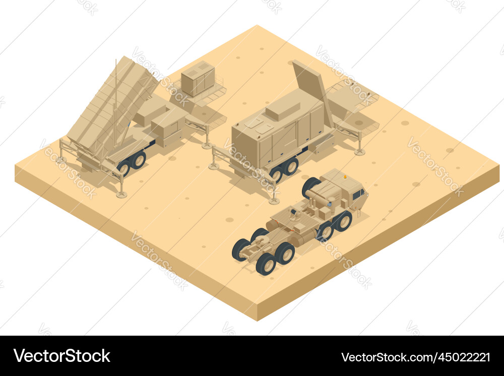 Isometric mobile surface-to-air missile or anti Vector Image