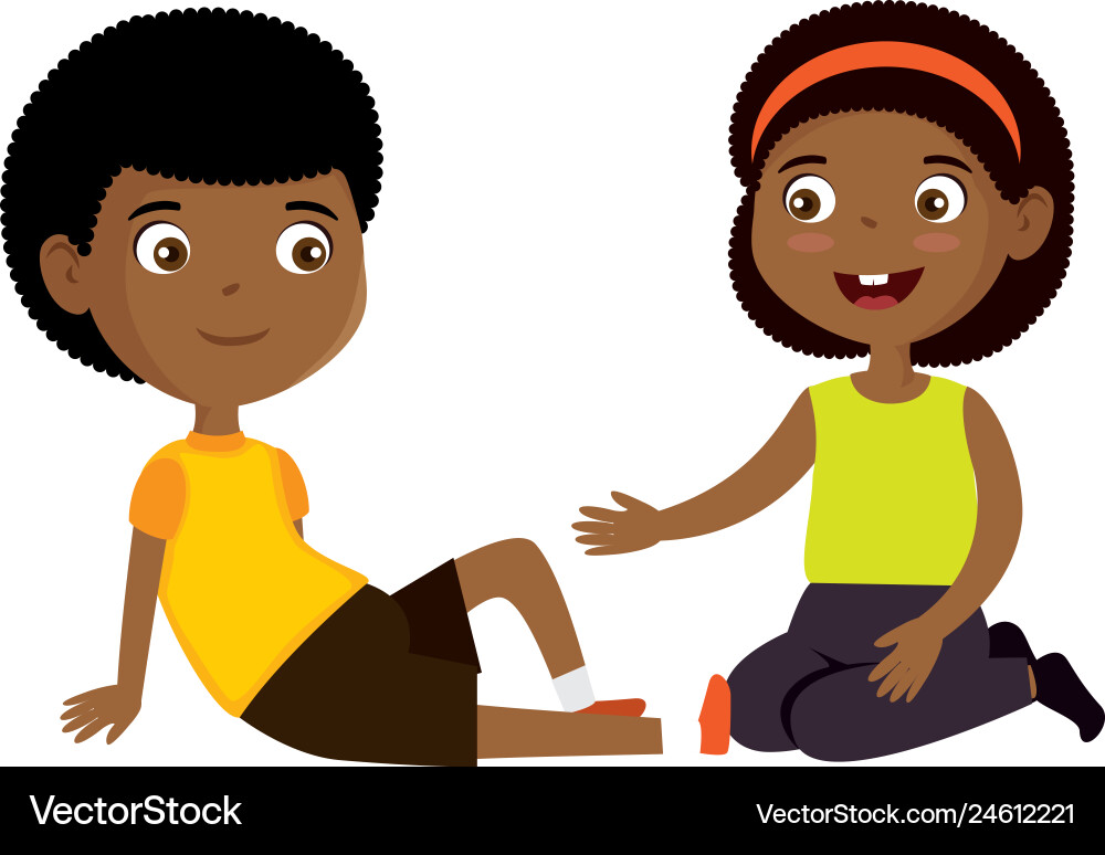 Little black kids couple characters Royalty Free Vector