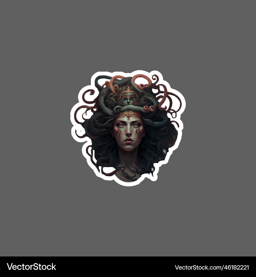 Medusa greek myth creature sticker Royalty Free Vector Image