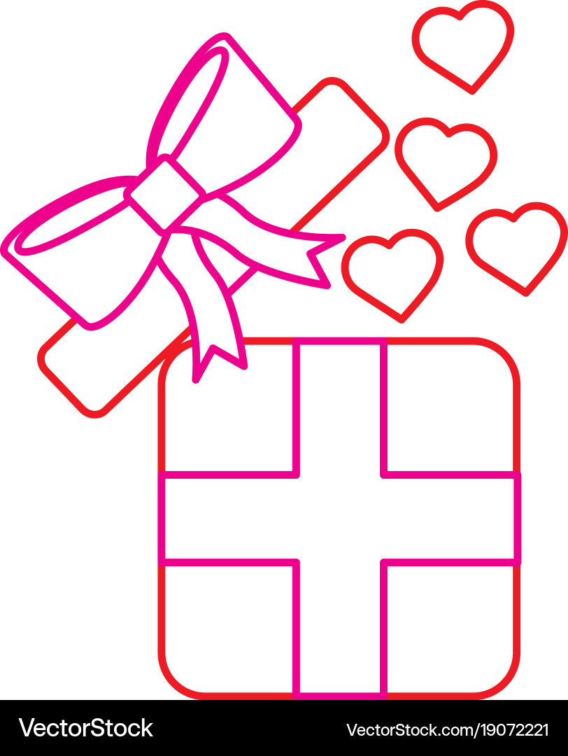 Open gift box coming out of heart Royalty Free Vector Image