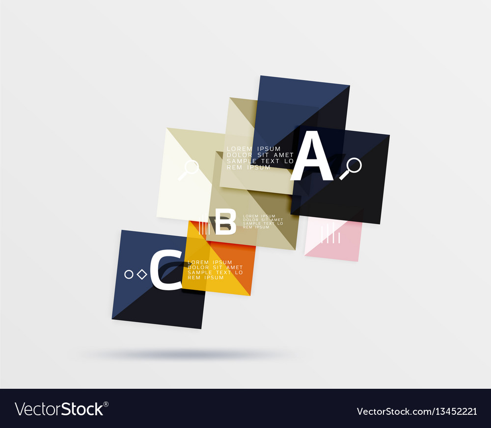 Overlapping square infographics Royalty Free Vector Image