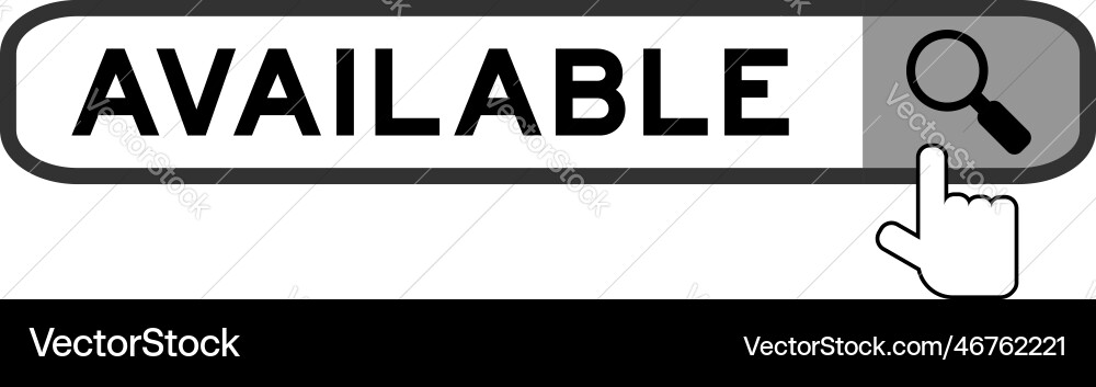 Search banner in word available with hand over Vector Image