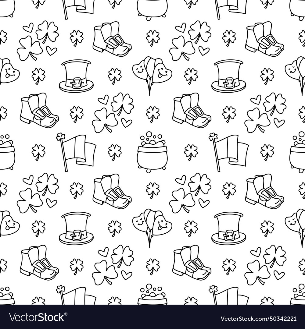 St patricks day doodle style seamless pattern Vector Image