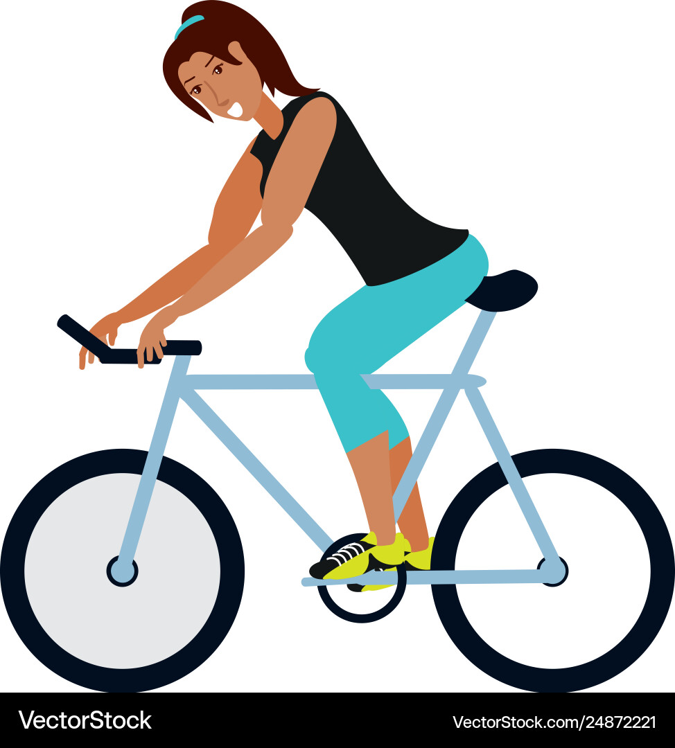 Young athletic woman in bicycle Royalty Free Vector Image