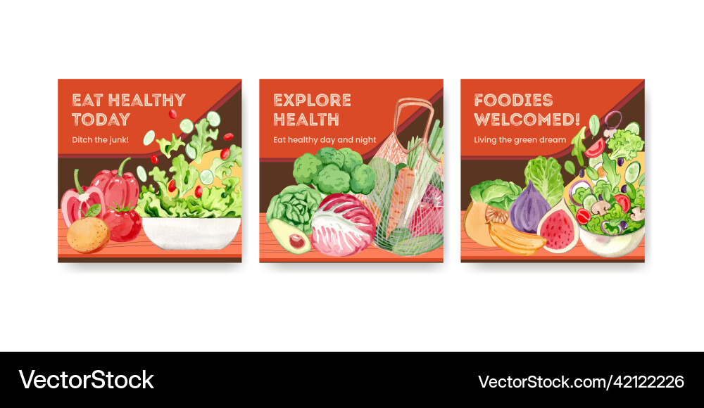 Banner template with healthy salad Royalty Free Vector Image