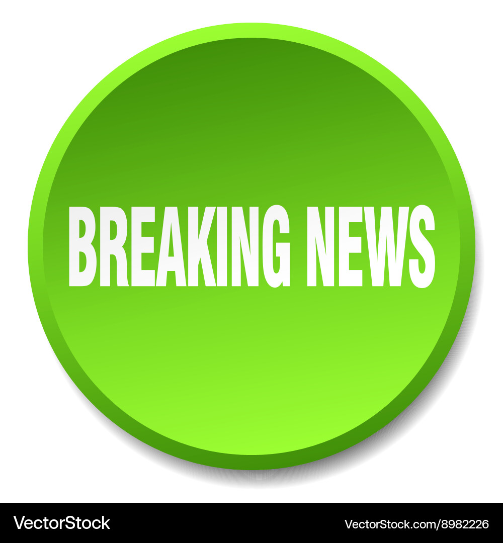 Breaking news green round flat isolated push Vector Image