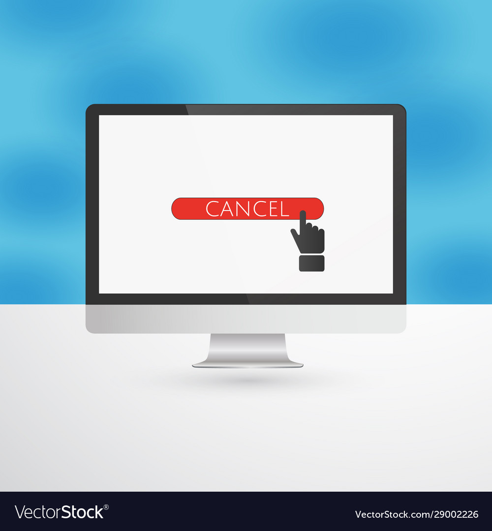 Cancel button with hand cursor Royalty Free Vector Image