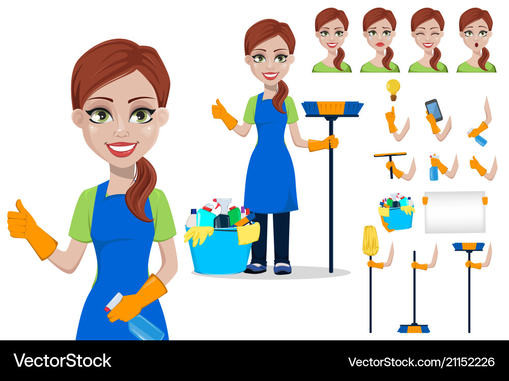 Cleaning company staff in uniform Royalty Free Vector Image
