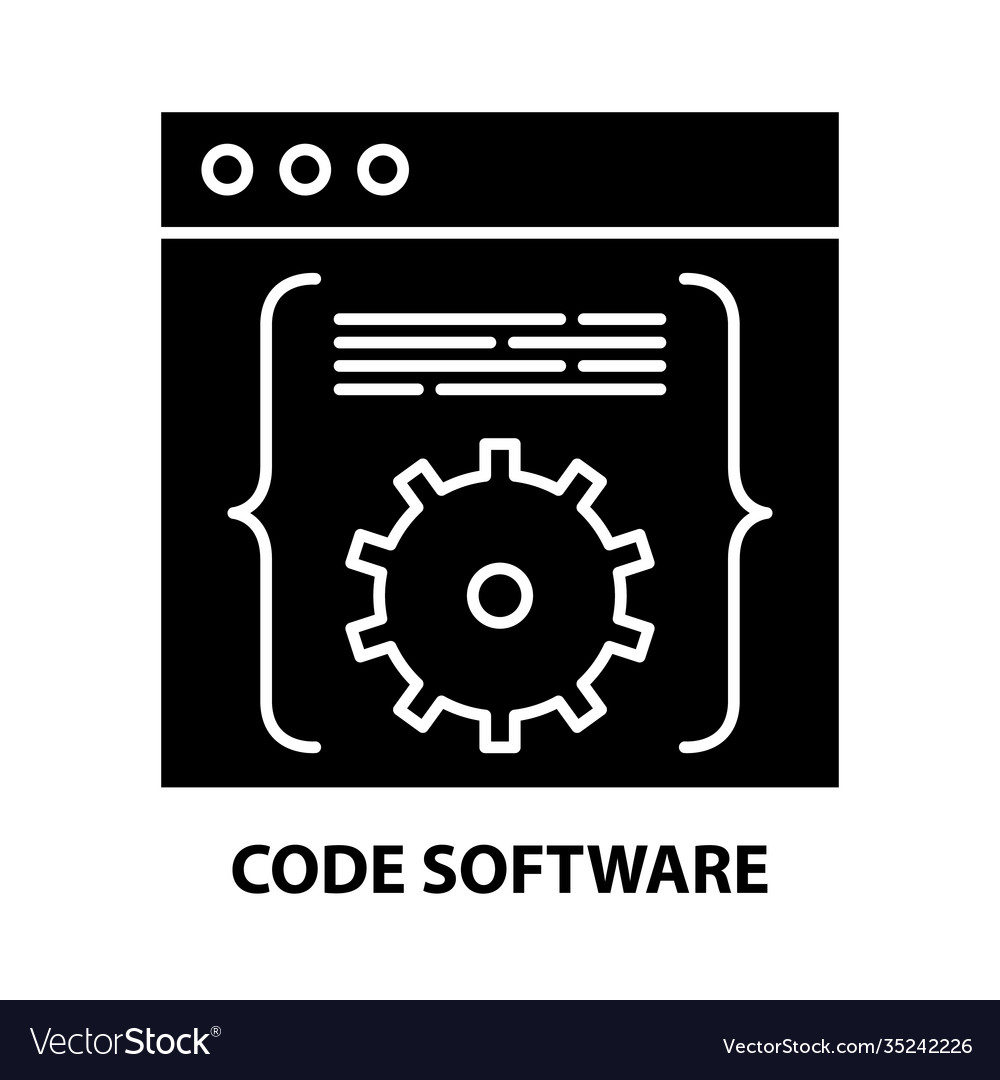 Code software icon black sign Royalty Free Vector Image