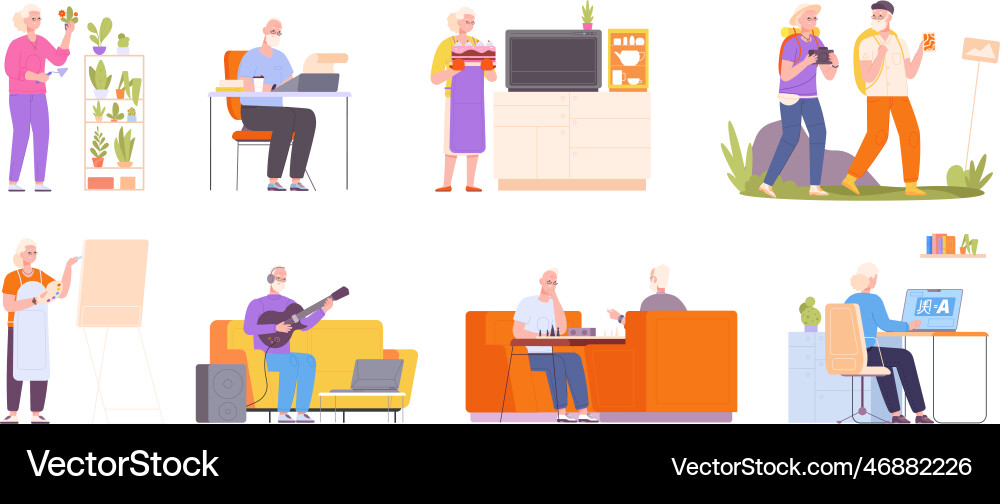 Elderly people hobby elder human enjoying Vector Image