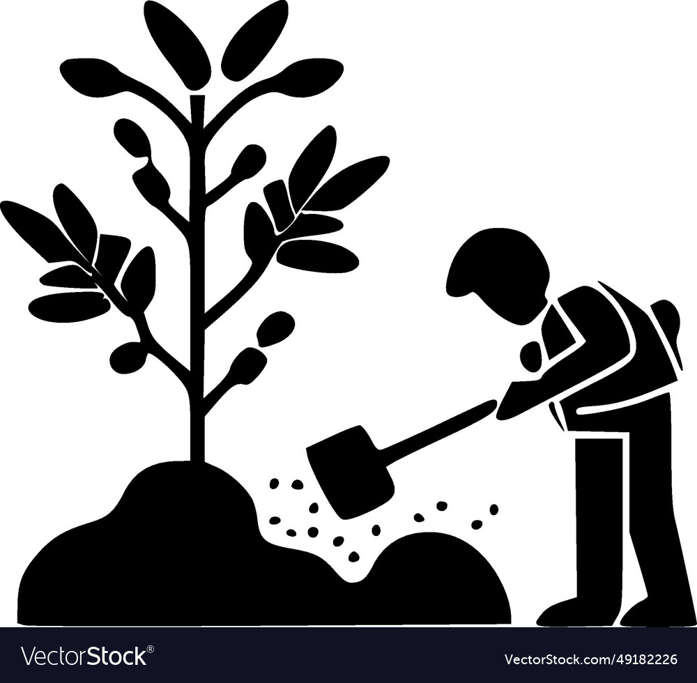 Gardening - black and white Royalty Free Vector Image