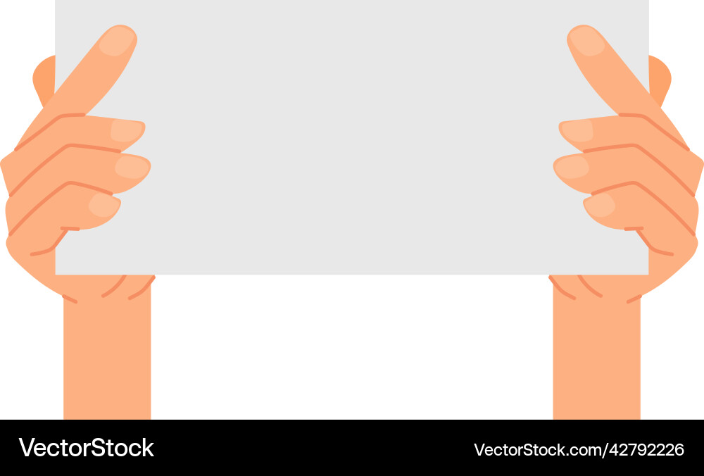 Hands holding paper banner white sign template Vector Image