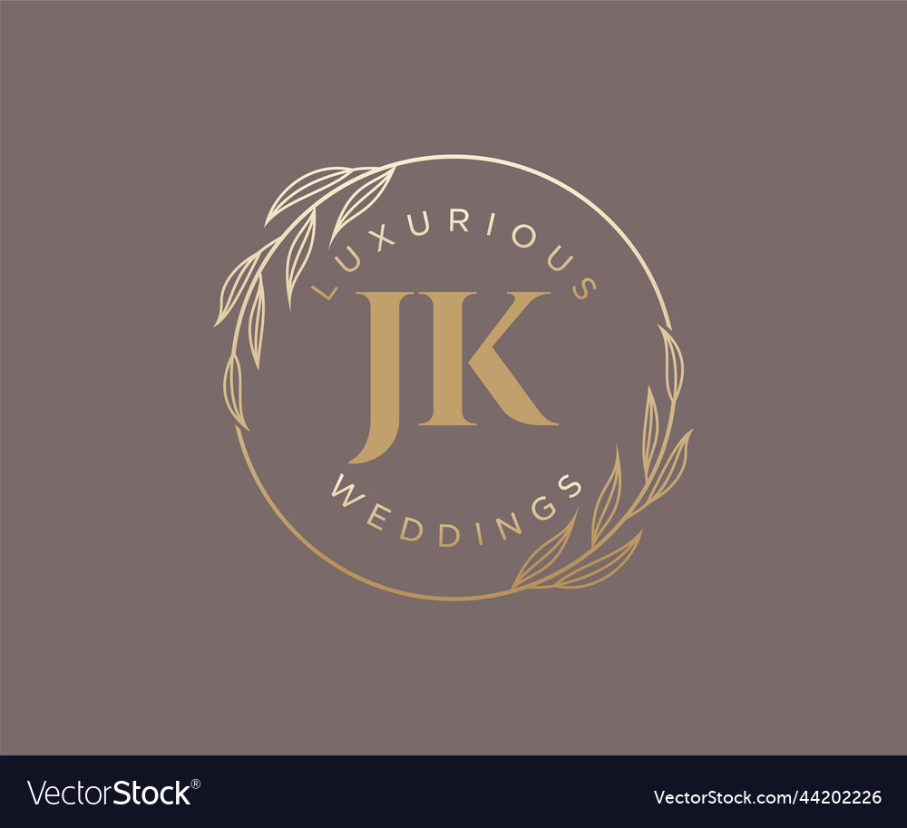 Jk initials letter wedding monogram logos Vector Image