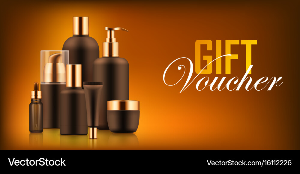 Luxury cosmetic bottle voucher Royalty Free Vector Image
