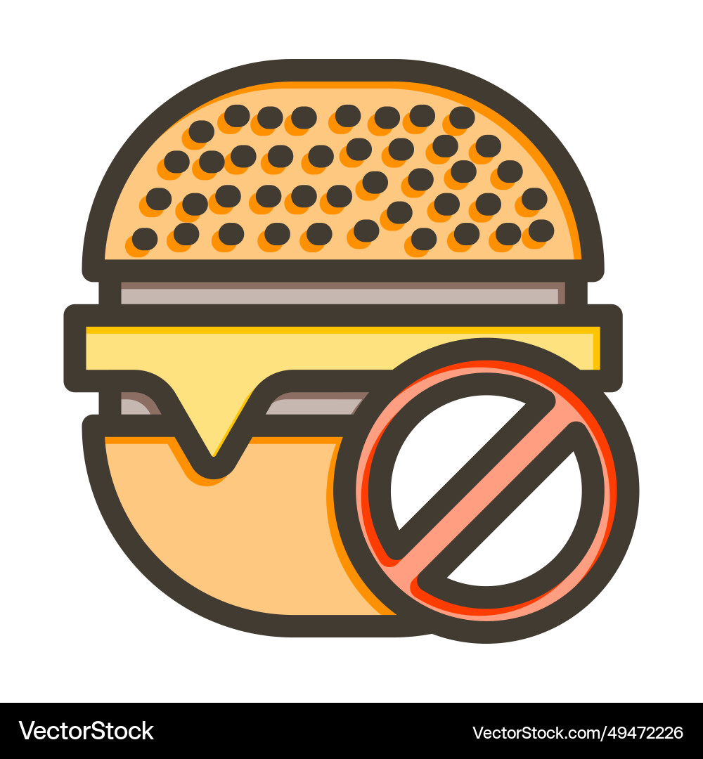 No burger thick line filled colors icon Royalty Free Vector