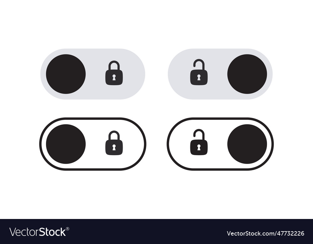 On and off toggle switch buttons with lock icons Vector Image