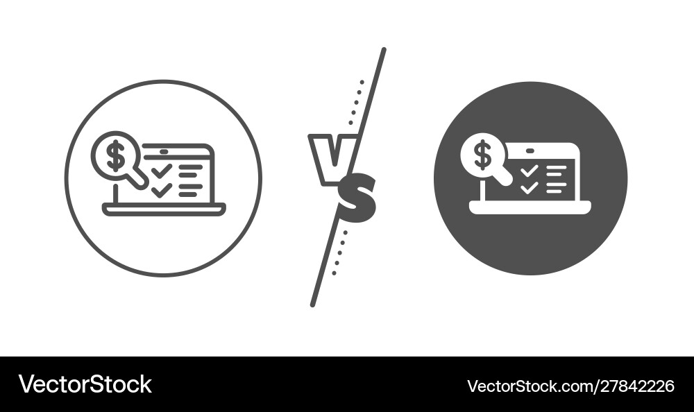 Online accounting line icon audit sign Royalty Free Vector