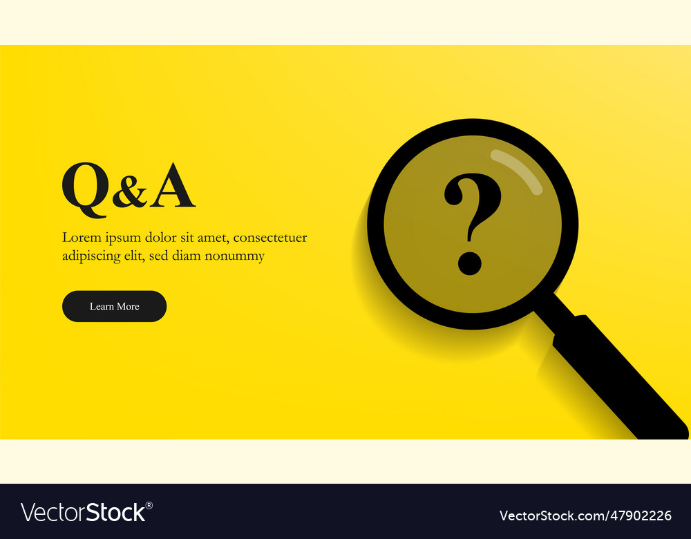 Question and answer concept with magnifier Vector Image