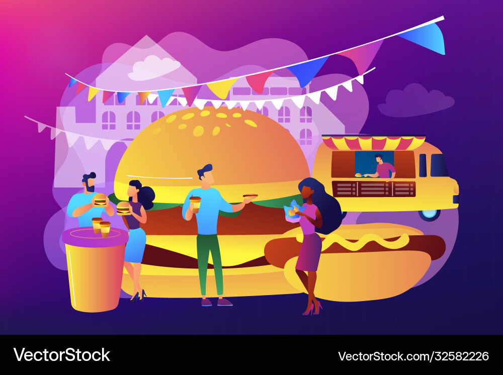 Street food concept Royalty Free Vector Image - VectorStock