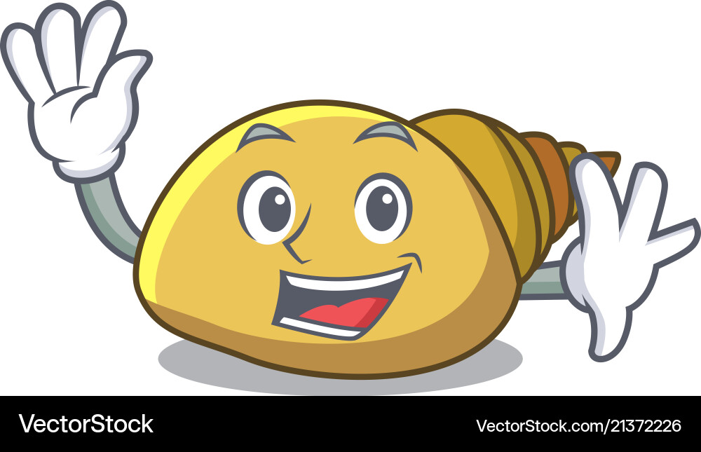 Waving mollusk shell character cartoon Royalty Free Vector