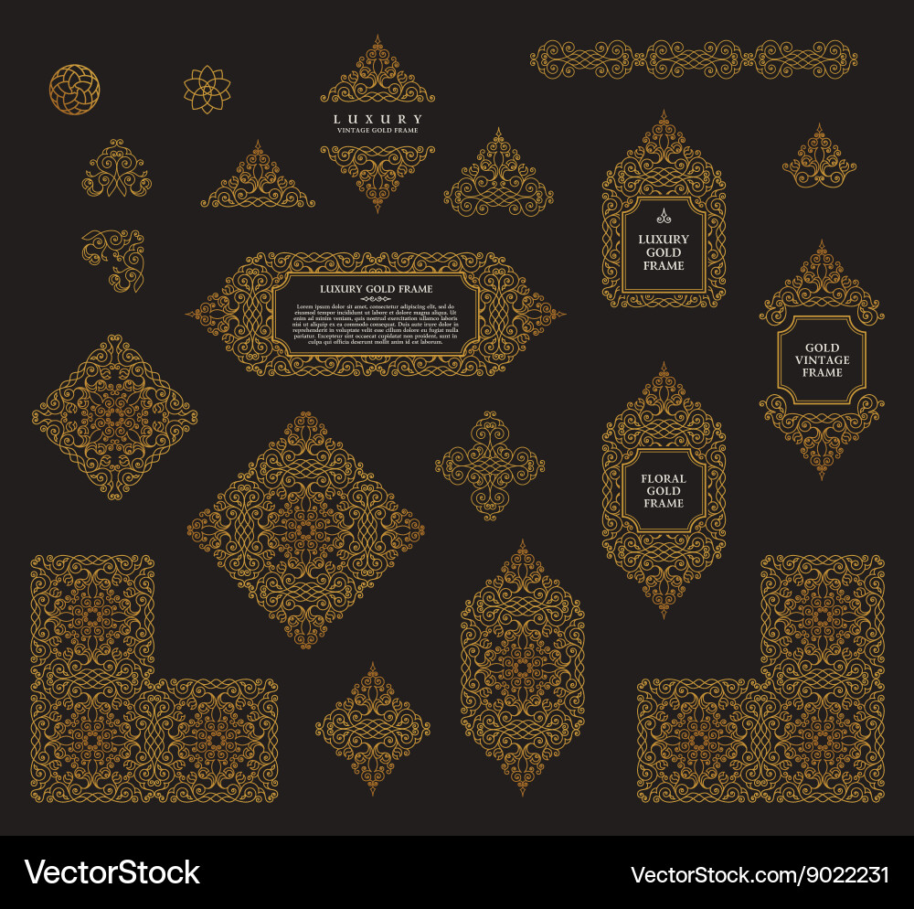 Arabic set of frames lines art design Royalty Free Vector