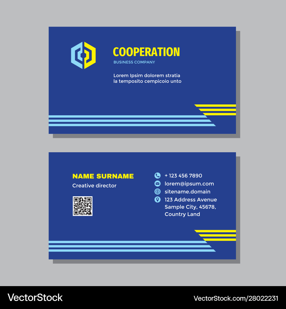 Business card template with logo - concept design Vector Image