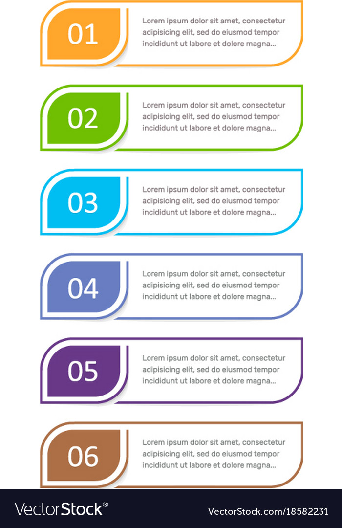 Colorful ui design concept element six steps Vector Image