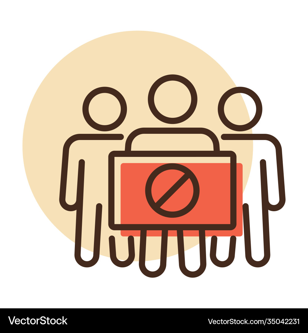 Crowd people with placard forbidden sign Vector Image