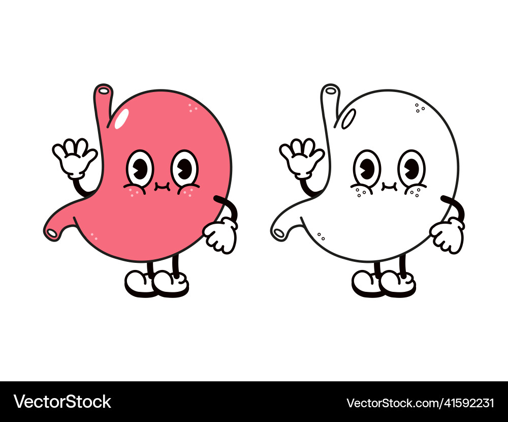 Cute funny stomach character hand drawn Royalty Free Vector