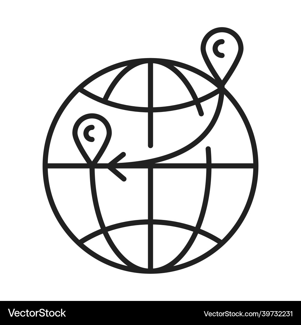 Global immigration monochrome line icon Royalty Free Vector