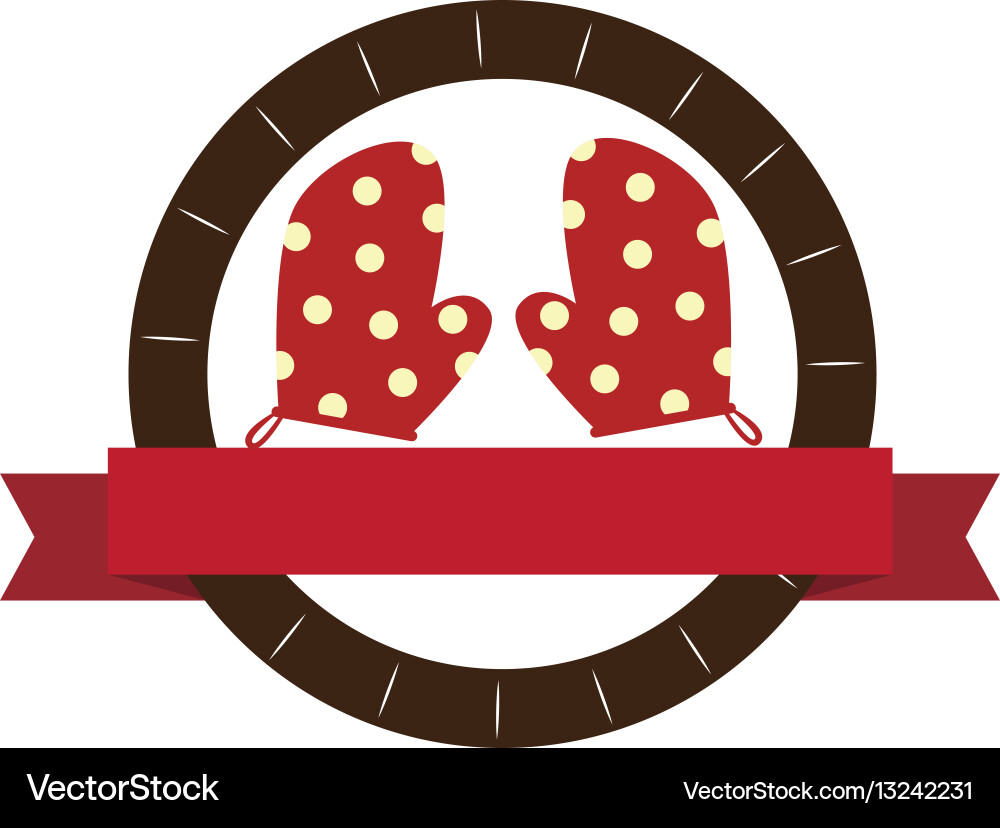 Gloves kitchen emblem icon Royalty Free Vector Image