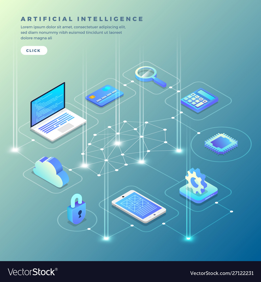 Isometric Artificial Intelligence Royalty Free Vector Image
