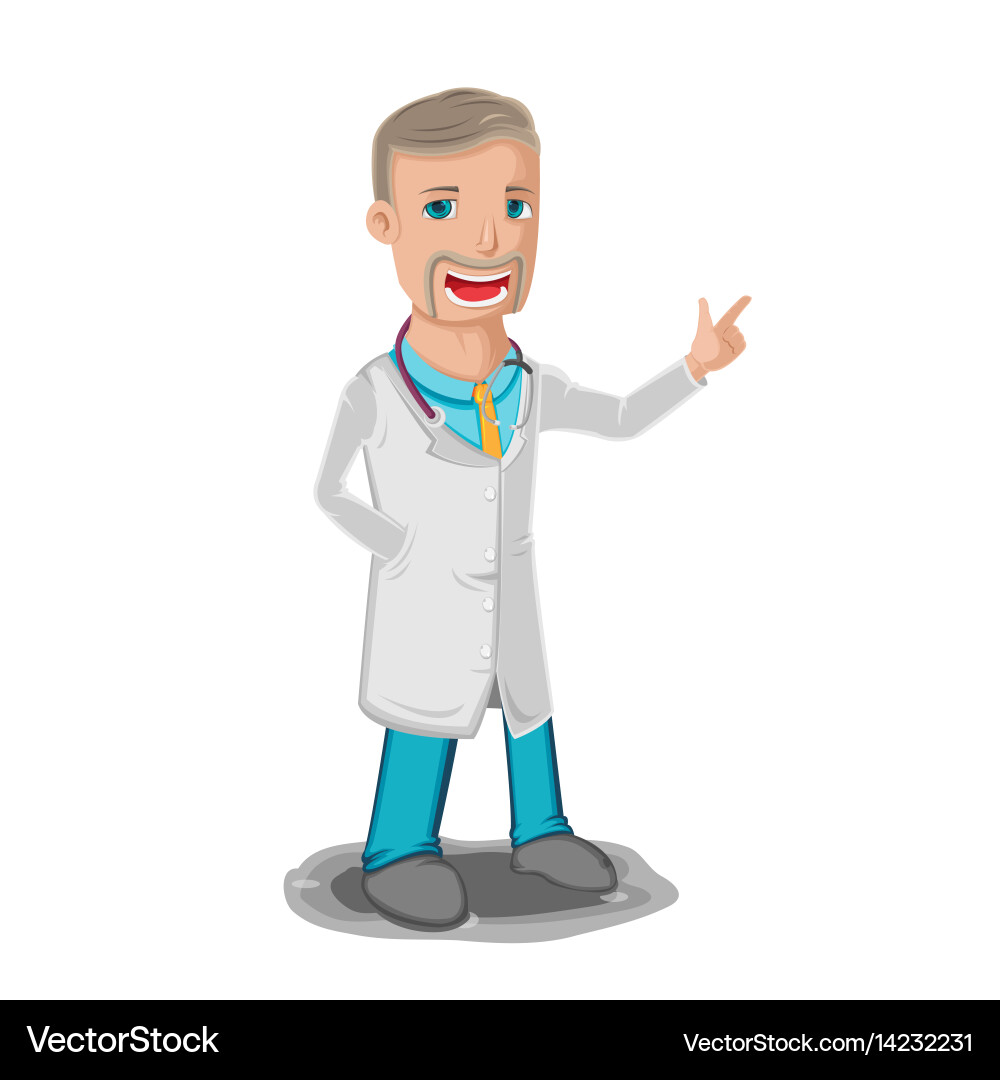 Man doctor cartoon presentation Royalty Free Vector Image