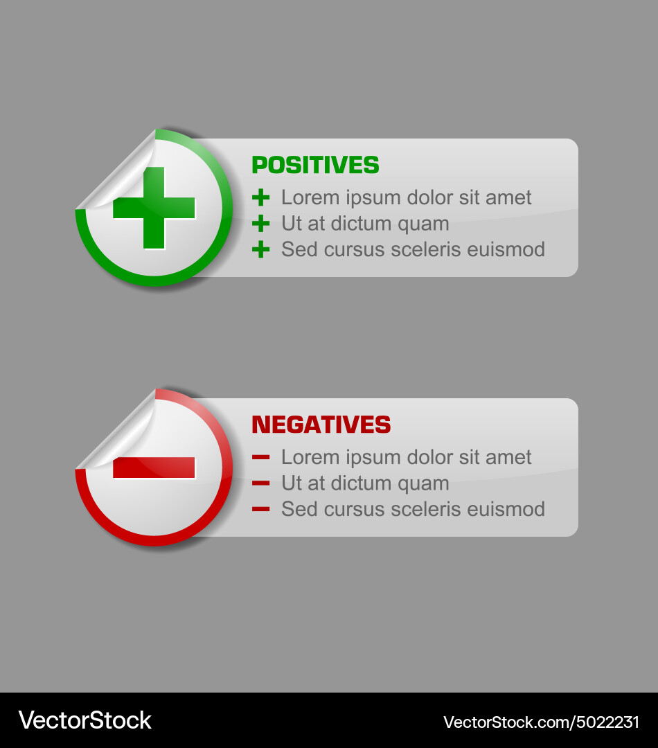 Positives and negatives stickers Royalty Free Vector Image
